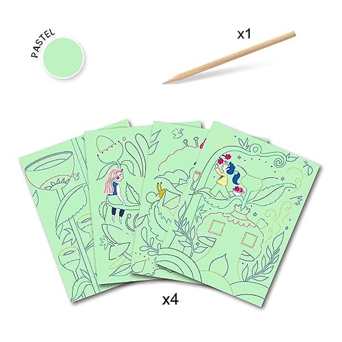 DJECO Scratch Cards Art Kit - Fantasy Garden