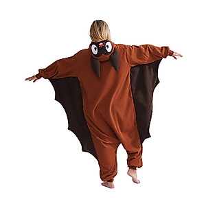 vavalad Adult Bat Onesie Pajamas Animal Cosplay Costume Halloween One-Piece Jumpsuit for women men