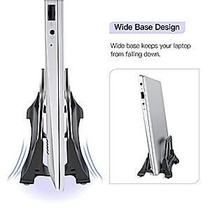MISOTT Vertical Laptop Stand, Space-Saving Computer Notebook Stand, Automatic Grabbing Laptop Desktop Stand, Adjustable Vertical Laptop Holder Stand for Laptops and Tablets（Black）