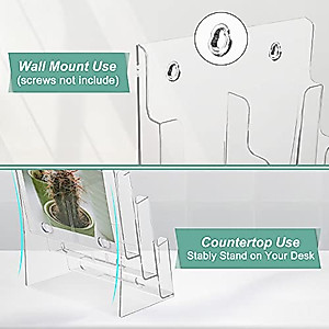 Acrylic Brochure Holder 8.5 x 11 inches, 3 Tier Clear Literature Holder with Removable Divider for Trifold 4 Inches Wide Pamphlet, Plastic Flyer Display Stand for Magazine, Document, Booklet