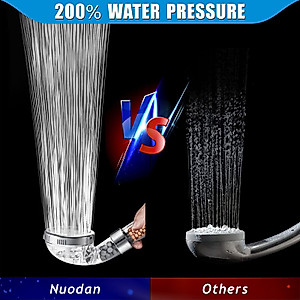 Nuodan Filtered Handheld Shower Head - High Pressure 3 Spray Setting Showerhead Filter For Hard Water - For Dry Skin & Hair