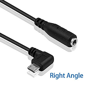 Duttek Micro USB to 3.5mm Jack Audio Adapter Cable, Audio to Micro USB, Right Angled Micro USB Male to 4 Pole 3.5mm Female Cable Cord for Active Clip Mic Microphone Convert Adapter. 6Inch/15cm