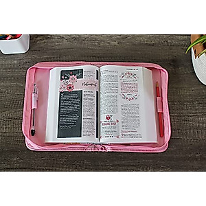 Butterflies and Blossoms Bible Cover for Girls, Zippered, with Handle, Multi Color, Medium