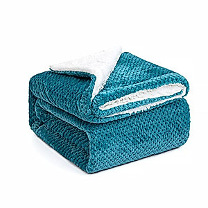MIULEE Sherpa Fleece Blanket - Fuzzy, Super Soft Throw Blankets for Couch - Thick Fluffy Warm Blankets Perfect for Bed, Sofa, Adults - Cozy Plush Winter Plush Throws(Teal, 50" x 60")