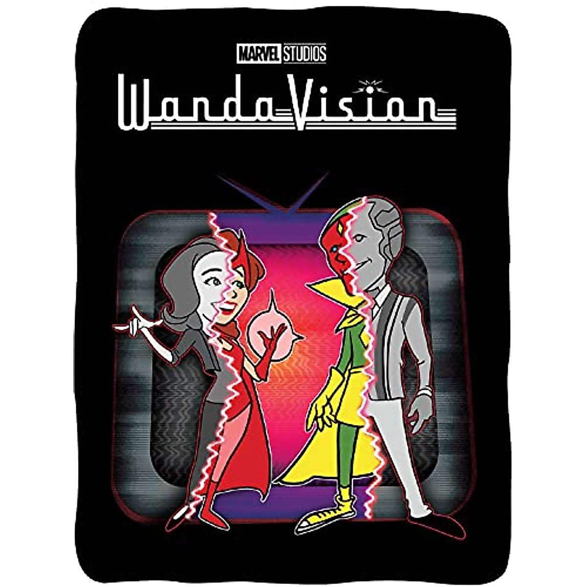 Marvel: WandaVision Scarlet Witch Wanda & Vision in Color Halloween Throw Blanket | 45 x 60 Inches | Plush Throw Blanket | Cozy Sherpa Blanket | Super Soft Lightweight Fleece Blanket |
