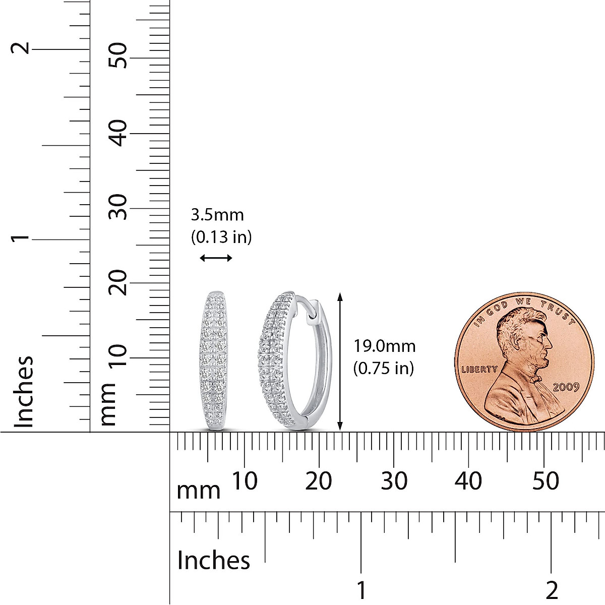 1/2 Cttw Diamond Double Row Hoop Earrings set in 925 Sterling Silver