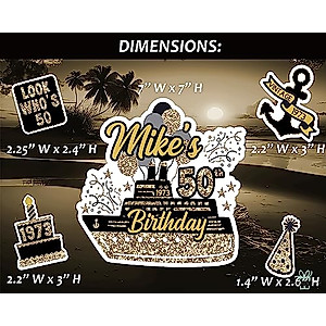 CFMONOGRAM Happy Birthday Cruise Door Decoration Magnetic - 50th Birthday Cruise Door Decorations Magnetic, Decorative Themed Stateroom signs, Fun Happy Birthday Ship Cabin sign (Gold Glitter)