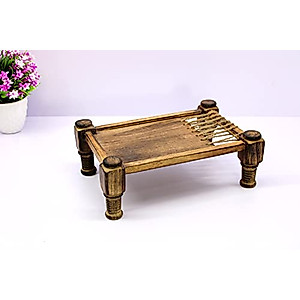 eSplanade Cot Charpai Khaat Serving Platter Tableware Serve-Ware for Home and Kitchen | Wood - 11.5" Inches - Brown
