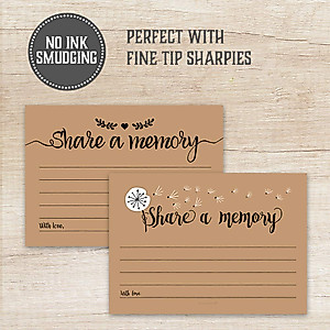 50 Share A Memory Cards - Perfect for Celebration of Life, Memorial, Funeral, Retirement, Going Away Party, Birthday, Graduation, Anniversary, Wedding, Bridal Shower - 2 Rustic Designs, 25 Cards Each