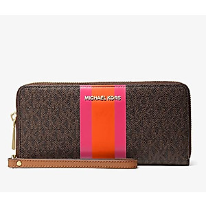 Michael Kors Large Logo Stripe Continental Wallet, Electric Pink