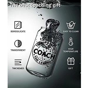 Coach Gifts for Women/Men，Best Coach Gifts,Drinking Glasses with With lid and straw-16oz Can Shaped Glass Cups, Beer Glasses, Iced Coffee Glasses, Cute Tumbler Cup, Ideal for Cocktail, Whiskey