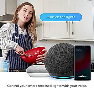 Globe Electric 50284 Wi-Fi Smart 4" Slim Baffle LED Recessed Lighting Kit 2-Pack, No Hub Required, Voice Activated, 9 Watts, Multicolor RGB, Tunable White, 540 Lumens, Wet Rated, 4.25" Hole Size