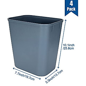 ZOFORTY 4 Pack Slim Plastic Trash Can Wastebasket 1.5 Gallon Small Garbage Bin Rectangle Trash Bin Waste Basket for Office Bathroom Bedroom Home Kitchen Dorm - 10” High