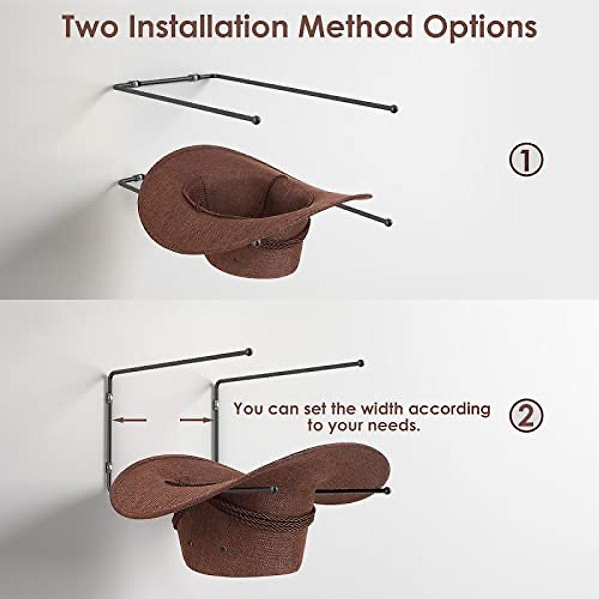 Cowboy Hat Rack - 6 Pcs Cowboy Hat Holder Organizer for Wall Décor Keeps Original Shape of Hat Black Western DIY Hat Display Storage (Without Boards)