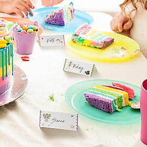 Cheerland 36pcs Woodland Fairy Themed Place Cards, 6 Floral Designs Thick Table Seting Name Cards Seating Blank Printed for Kids Birthday Tea Baby Shower Mushroom Dinner Party Favors and Supplies