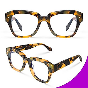 Acetate Blue Light Blocking Glasses Square with Anti Computer Glare for Gaming Reading Women and Men