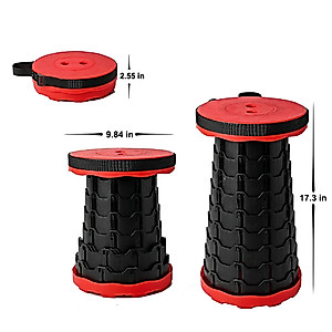 ISTOOL 2022 Upgraded- Retractable Stool, Collapsible Telescoping Folding Portable Stool for Fishing Traveling with High Load Capacity 400lbs for Adults Indoor Outdoor Activities (RED)