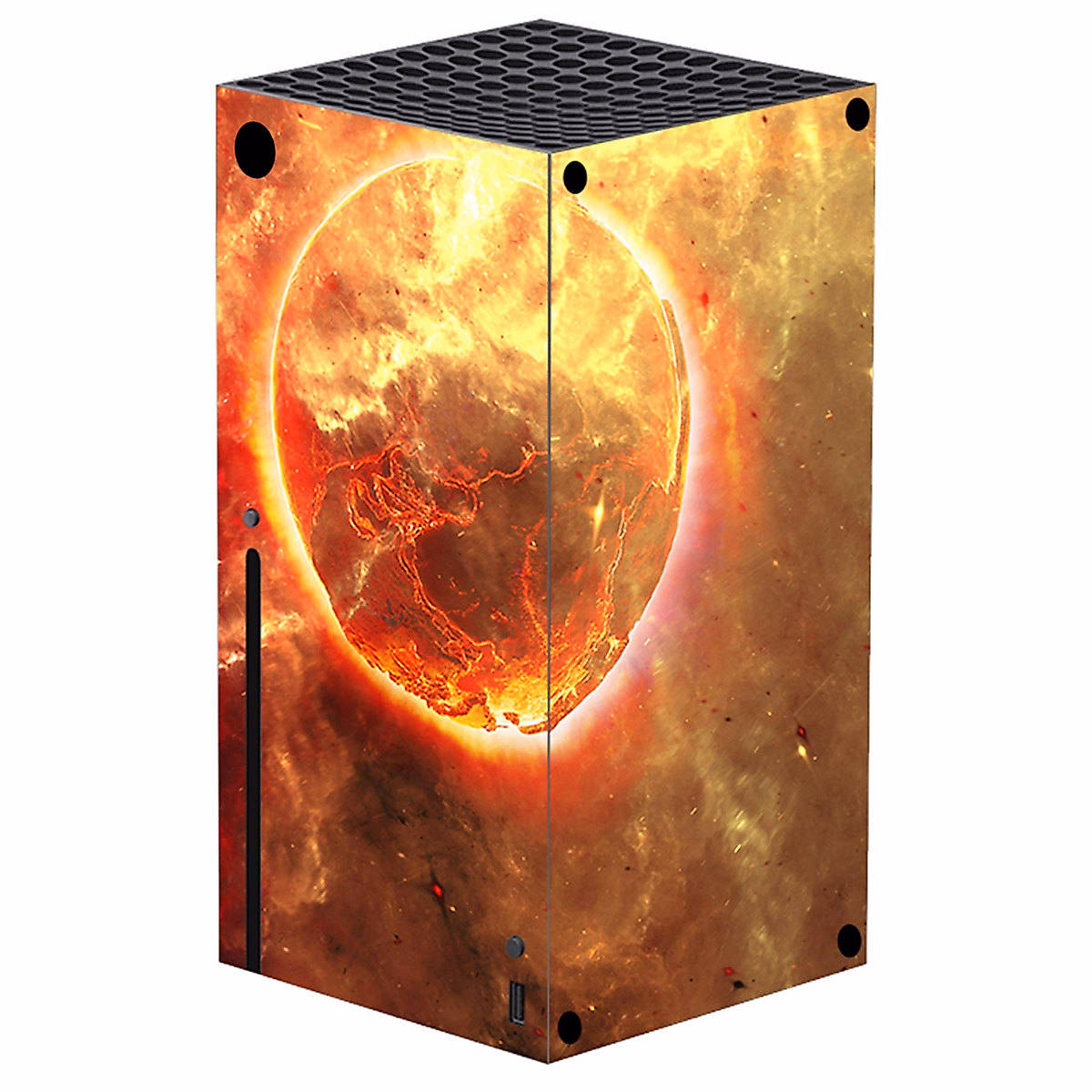 PlayVital Flaming Sun Custom Vinyl Skins for Xbox Series X, Wrap Decal Cover Stickers for Xbox Series X Console Controller