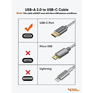 CableCreation 6 inch USB C Cable Short, Short USB to USB C Cable 3A Fast Charging Cable, Braided USB C Male to USB Male Cable for Power Bank, Galaxy S23, iPad Pro iPad Mini S22 S21 Z Flip, etc, Gray
