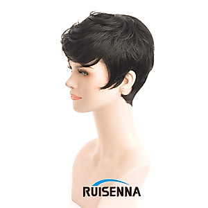 RUISENNA Short Hair Wig Synthetic Curly Wig for Black Women Short Black Pixie Cut Wigs Heat Resistant Fiber Hair Wigs