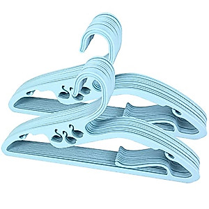 HongFeng Plastic Hangers,Heavy Duty Durable Coat and Clothes Hangers,Lightweight Space Saving Non Slip Hangers (Blue,30 Pack)