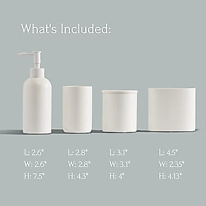 Premium 4 Pcs White Bathroom Accessories Set Complete. Bathroom Soap Dispenser Set. Modern Bathroom Decor Sets Accessories. Bathroom Toothbrush Holder Set. White Bathroom Sets Accessories (White)