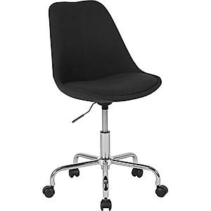Pemberly Row Contemporary Mid Back Swivel Office Chair in Black