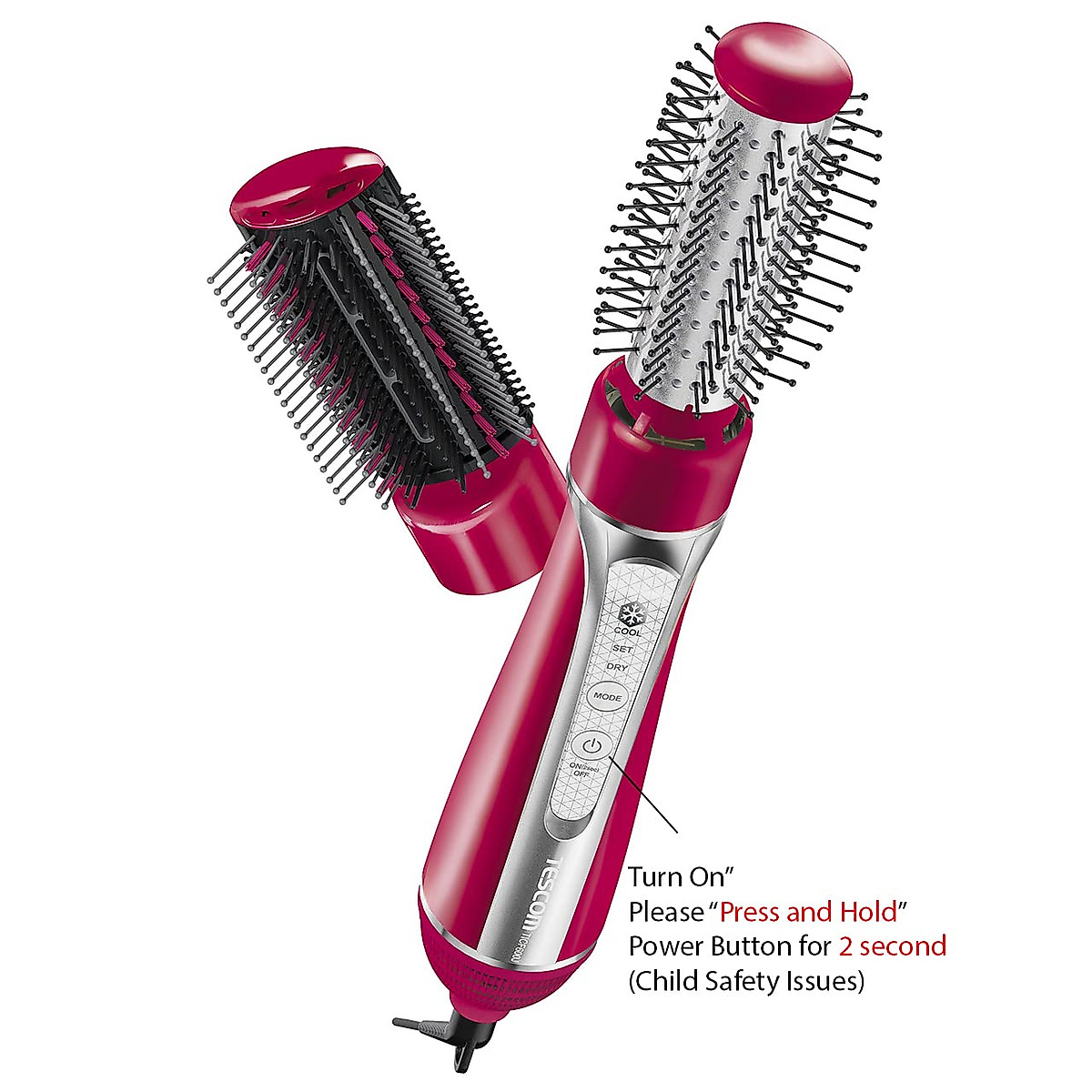 Tescom Double negative ionic Automatic World Voltage hair styler with 2 brush - Made in Japan (2020 Model)