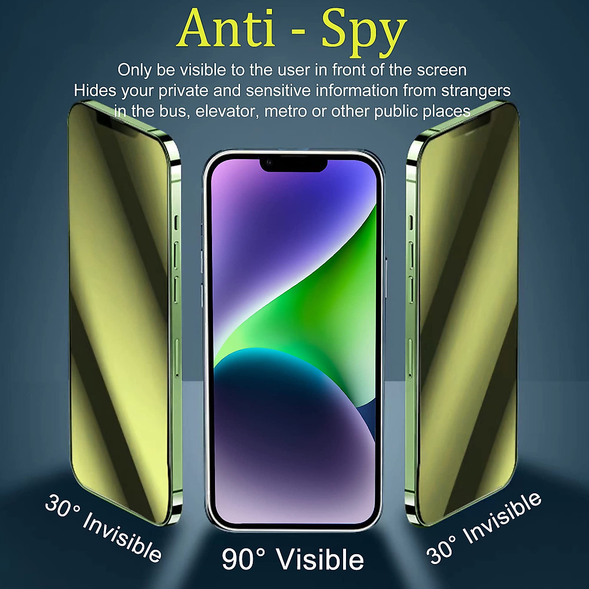 Heromiracle Compatible with iPhone 14 Plus / 13 Pro Max Screen Protector Privacy Anti-Spy Mirror Tempered Glass Colorful Anti Bluelight Film Anti-Scratch HD Clear 6.7 Inch 2 Pack (Gold)