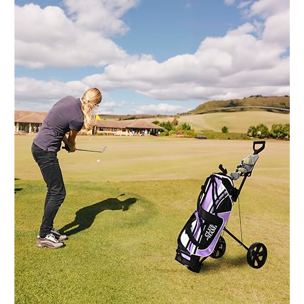 Jef World Of Golf Deluxe Steel Golf Cart, Black