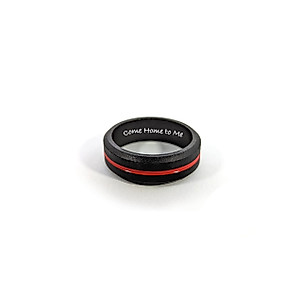 AERA CUSTOM ENGRAVED Thin Red Line Silicone Wedding Ring - Personalize Any Text, Symbol, Image - SHIPS NEXT DAY