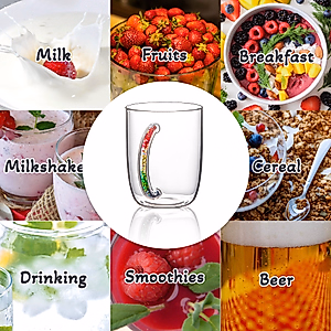 Aquach Large Glass Mug Set of 2, 24 oz. Each, Ultra Large Capacity with Handle Clear Glass Drink Cup, Cereal Cup