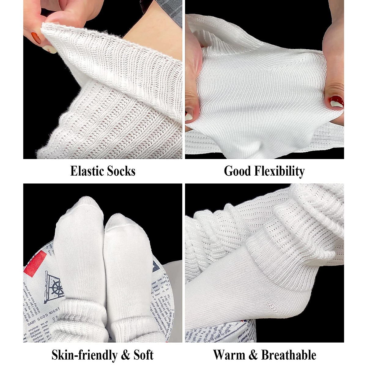 QOOEQPQY Women's Extra Knit Socks Japanese Style Loose Socks White Lolita Leg Warmer Bubble Slouch Socks (23.6Inch/60cm)