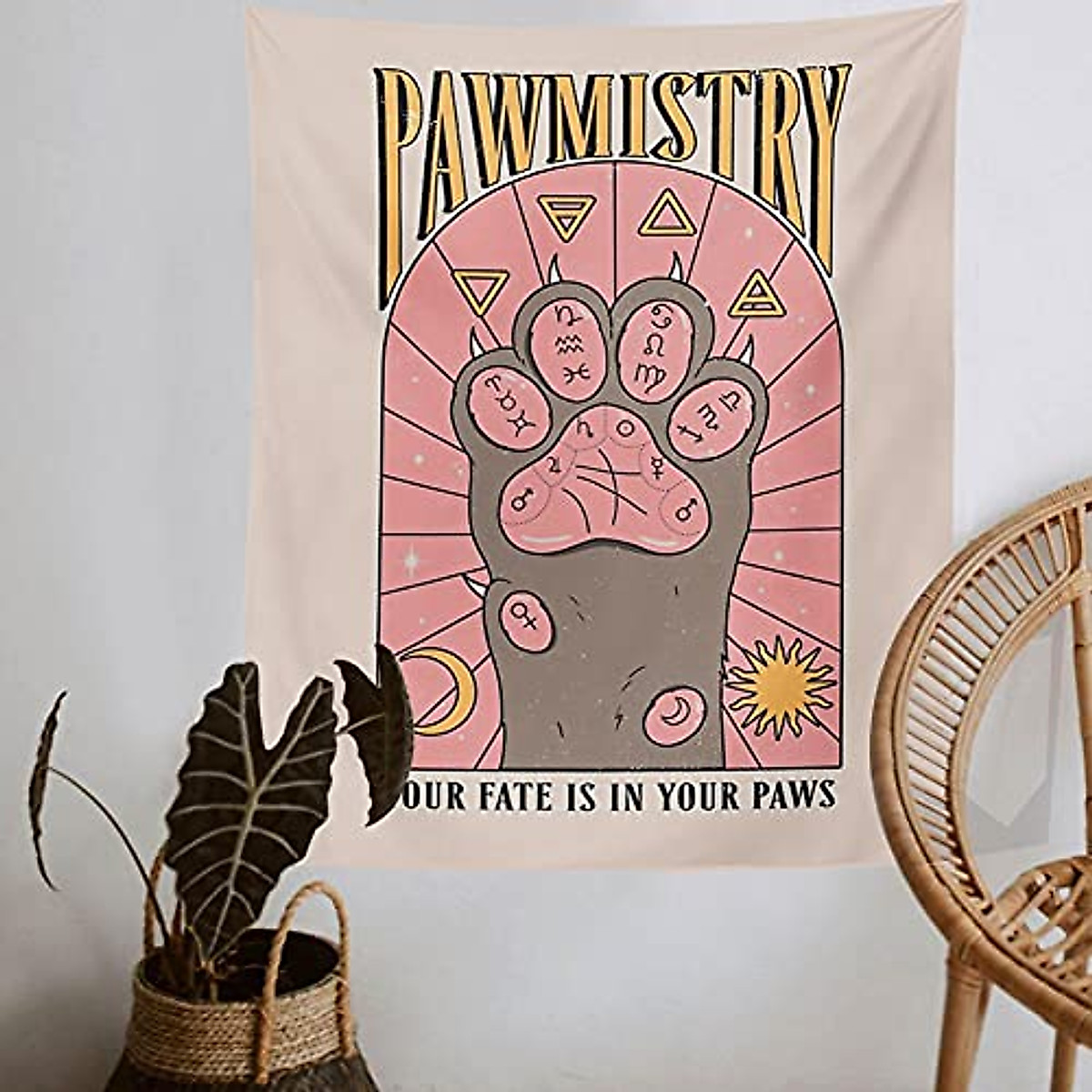 MBVBN Kawaii Wall Decor Pink Cat Paw Tapestry Kawaii Room Decor Kawaii Bedroom Decor (Pink)