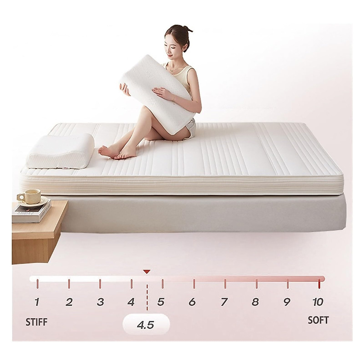 Generic Queen Mattress Topper, Pure Natural Latex Coconut Palm Mattress Topper, Softer Hardness - 3E Environmentally Friendly Coconut Palm - 7-Zone Support(Color:White,Size:59x75x3.15in)