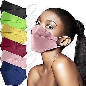 60PCS Muticolor KF94 Mask Fish Type 4 Layer Protective Face Masks 3D Mouth Cover with Elastic Earloop [Individually Packaged] Fish Type KF94 Adult with Soft Earloops and Nose Clip [60 Pcs, Multicolor]