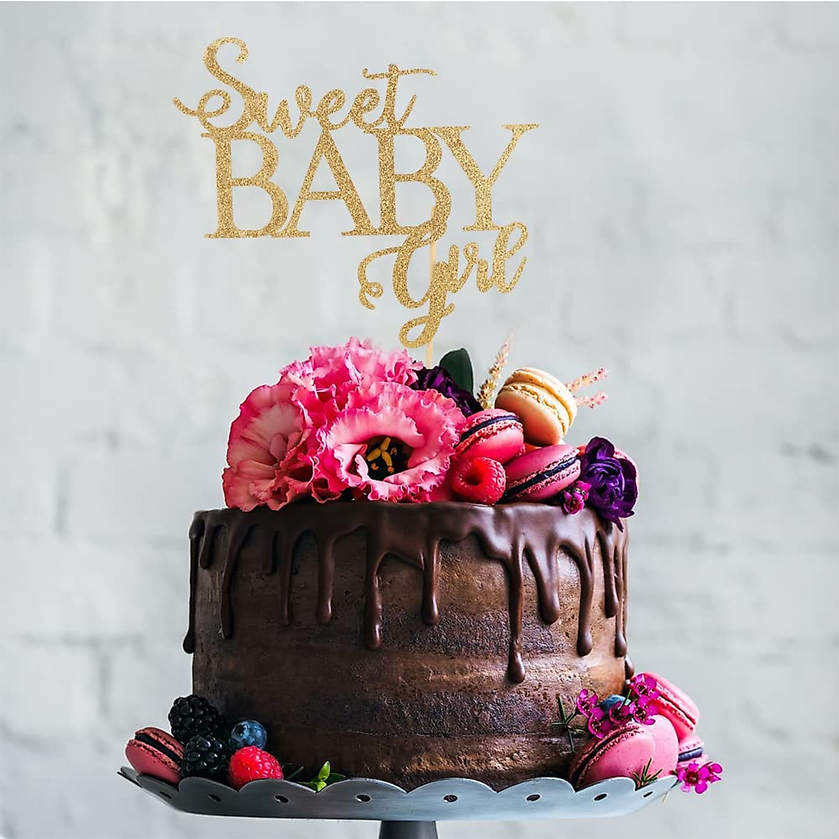 Sweet Baby Girl Cake Topper - Sweet Baby Girl Shower Decorations, Rustic Baby Shower Decorations, Photo Decoration Props