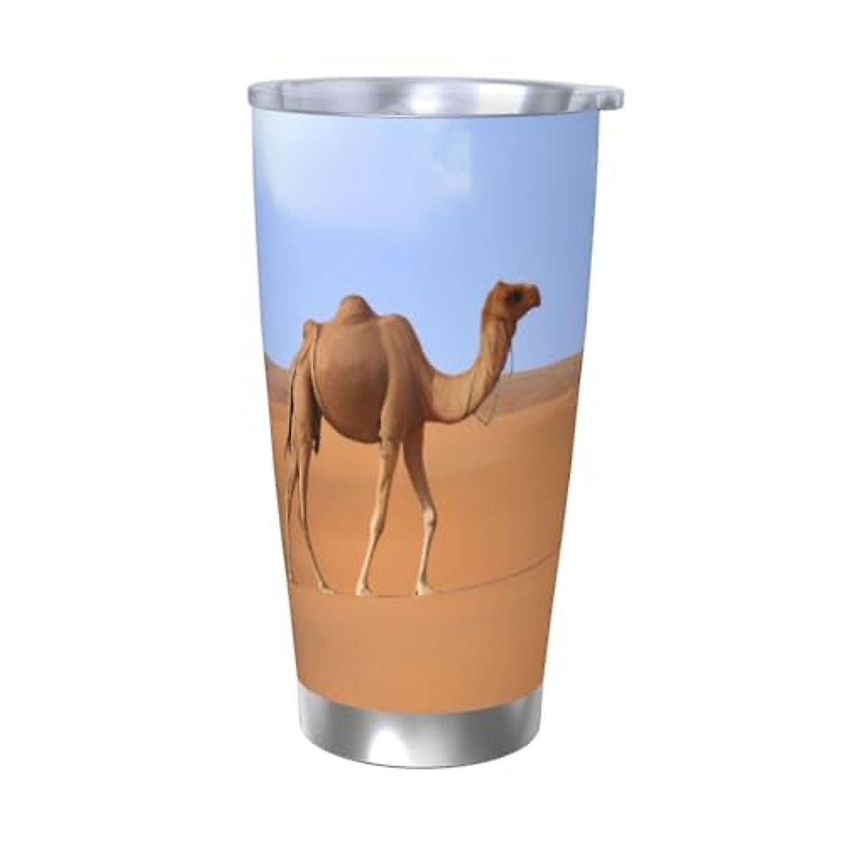NHJKLWQSZ Desert Sand Camel 20oz Stainless Steel Tumbler With Lid And Straw, Double Wall Vacuum Insulated Coffee Mug Travel Cups Leak-Proof Lid For Hot And Cold Drinks, Metal Straws And Brush