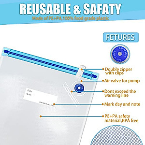 Daarcin Sous Vide Bags 20pcs 8.3x8.7in/21x22cm BPA Free Reusable Vacuum Sealer Bags Keep Food Fresh