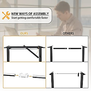 JUMMICO Standing Desk Electric Adjustable Desk Large 55 x 24 Sit Stand Up Desk Home Office Computer Desk Memory Preset with T-Shaped Metal Bracket and Holes for Routing Cables, Carbon Black