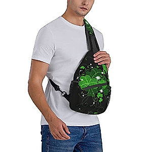 ROSIHODE St. Patrick's Day Cute Shamrocks Sling Backpack,Travel Hiking Daypack Clover Crossbody Shoulder Bag
