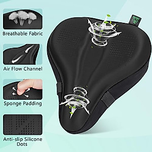 Zacro Bike Seat Cushion - Padded Gel Bike Seat Cover for Men & Women Comfort, Extra Soft Bicycle Saddle fit with Peloton, Spin Stationary Exercise