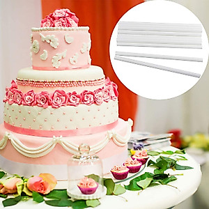 PSGGARY 50 pcs Plastic Cake Dowel Rod White Cake Dowel Rods, Tiered Cake Construction Rods, Cake Stacking Supporting Rods, 0.4 Inch Diameter, 9.5 Inch Length