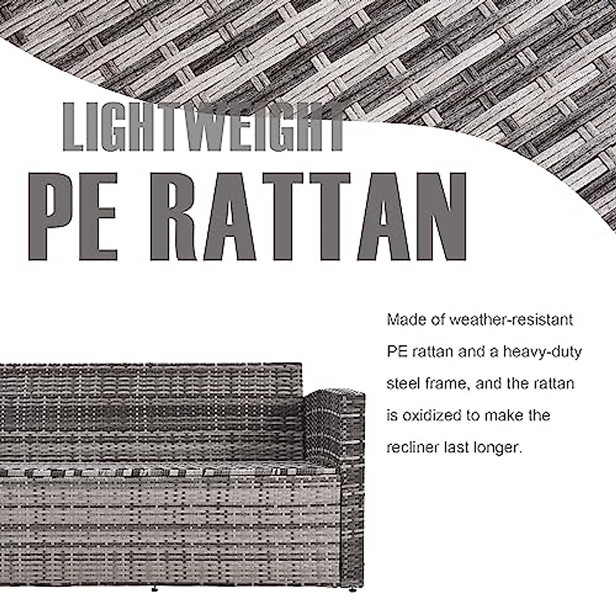 Affmitime 7 Pieces Patio Furniture Set, All Weather Wicker Outdoor Sectional Couch Sofa Dining Table Chair Set, Outside Furniture Conversation Set for Backyard Garden Poolside Balcony (Blue)