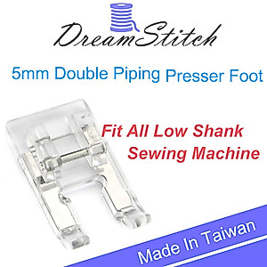 DREAMSTITCH 5mm Clear Open Toe Satin Stitch Presser Foot for All Low Shank Snap-On Singer, Brother, Babylock,Euro-Pro,Janome,Kenmore,White,Juki,New Home,Simplicity,Elna Sewing Machine
