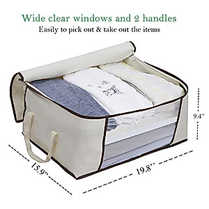 MISSLO Thick Oxford Clothing Organizer Storage Bags for Clothes, Blanket, Comforter, Closet, Medium, 3 Piece Set (Beige)