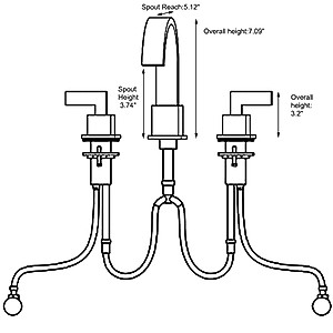 Friho Modern 2 Handle 3 Hole Stainless Steel Brushed Nickel Widespread Bathroom Faucet, 8 inch Bathroom Sink Faucet Lavatory Vanity Faucet with Pop Up Drain and Water Supply Lines