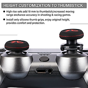 Playrealm FPS Thumbstick Extender & Printing Rubber Silicone Grip Cover 2 Sets for PS5 Dualsenese & PS4 Controller (Death of Kanji)