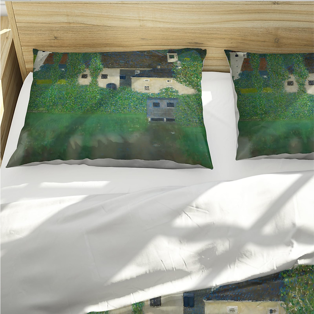 HOBBOY Green 3pc Bedding Set Warm Duvet Cover 2 Pillow Shams Soft Duvet Cover Sets The Unterach Manor on The Attersee Lake Tablo by Gustav Klimt Full