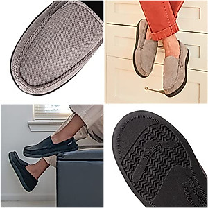 isotoner Men's Slipper, Diamond Corduroy Moccasin with Memory Foam and Skid Resistance for Indoor/Outdoor Comfort